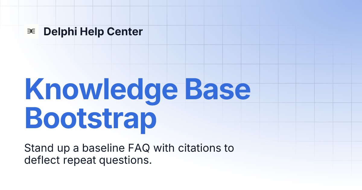 Knowledge Base Bootstrap | Playbooks | Delphi Help Center